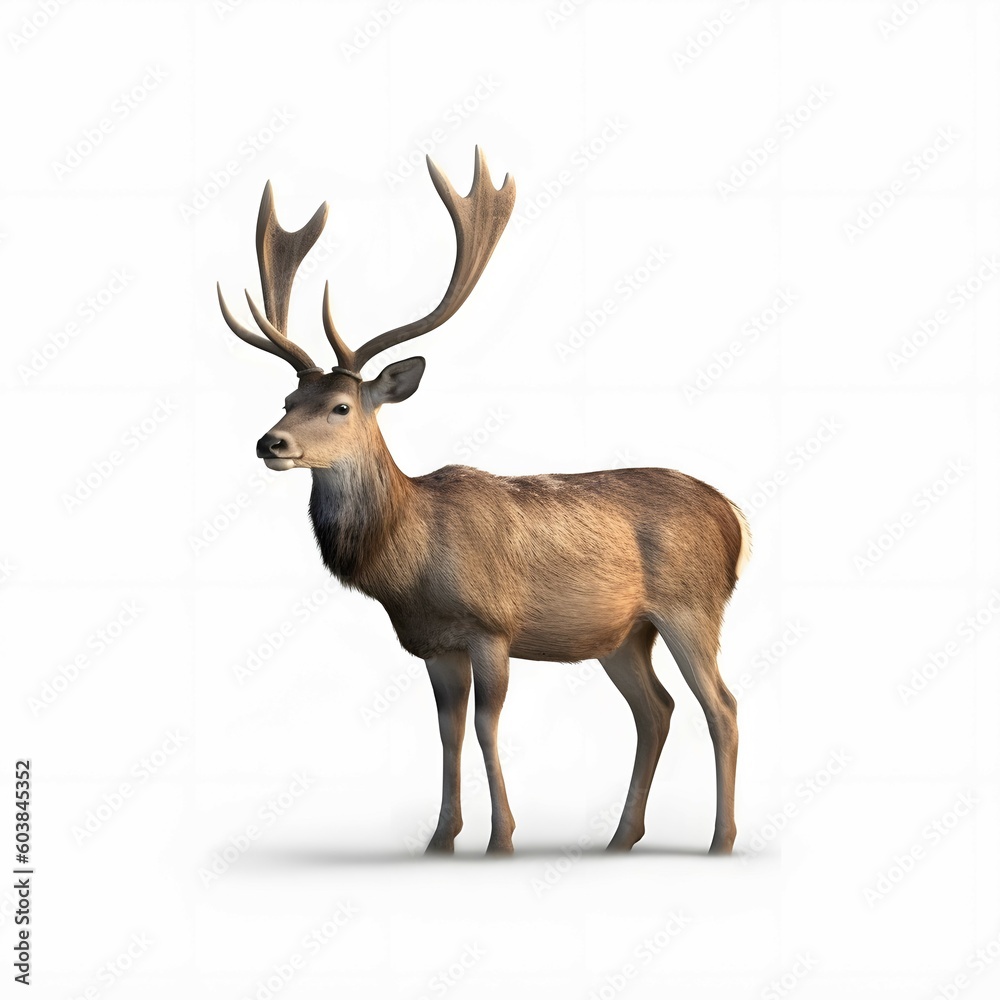 realistic single,Deer,side view,white background,high detail, 8k,--ar 3 ...