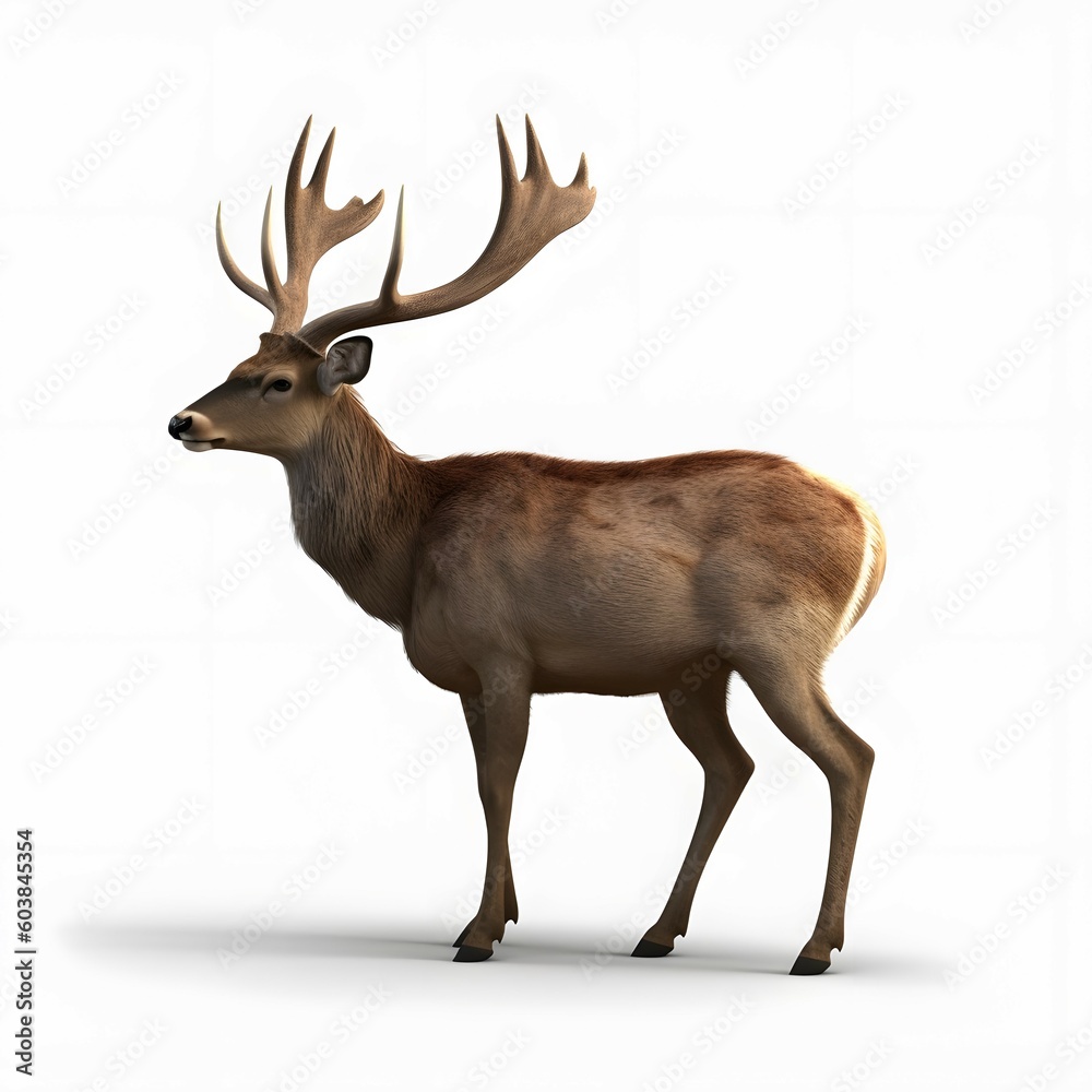realistic single,Deer,side view,white background,high detail, 8k,--ar 3 ...