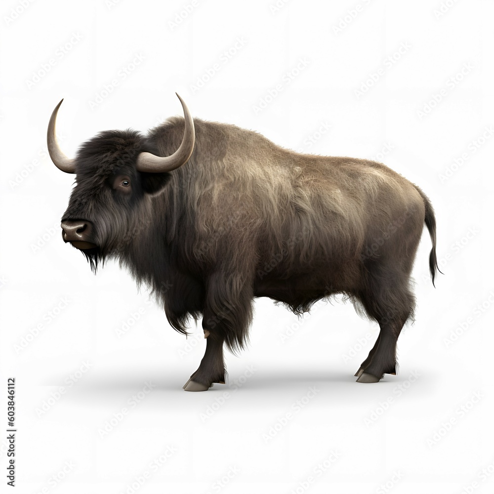 realistic single,Yak,side view,white background,high detail, 8k,--ar 3 ...