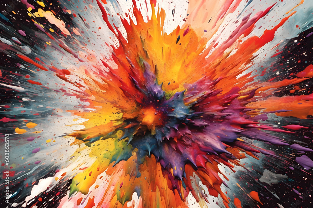 Colorful Explosion: An illustration featuring a dynamic and vibrant ...
