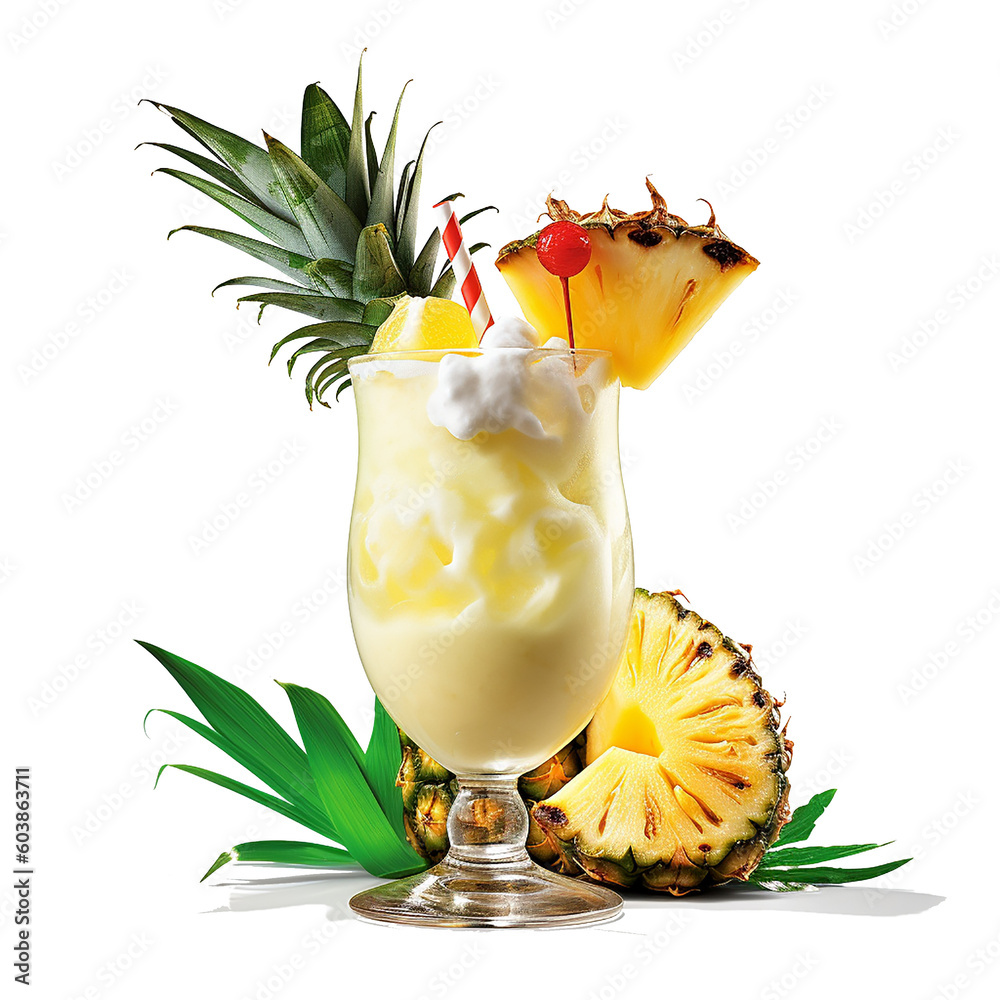Piña Colada drink isolated, transparent background (Generative AI ...