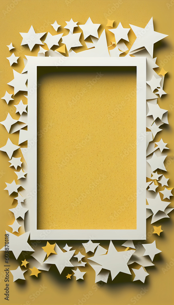 Cartoon star frame, golden yellow cheerful happy stars surrounding the ...