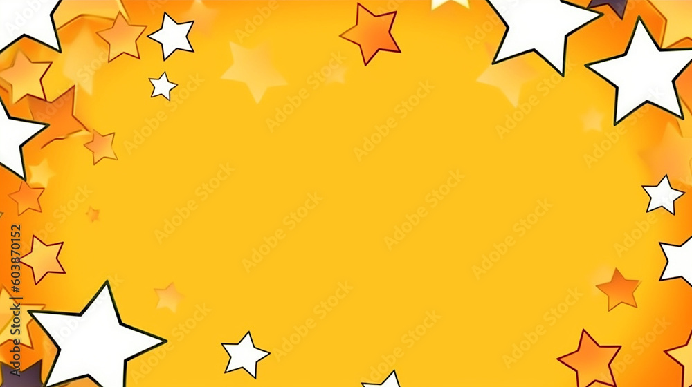 Cartoon star frame, golden yellow cheerful happy stars surrounding the ...