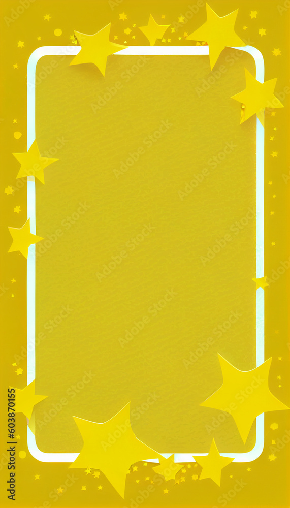 Cartoon star frame, golden yellow cheerful happy stars surrounding the ...