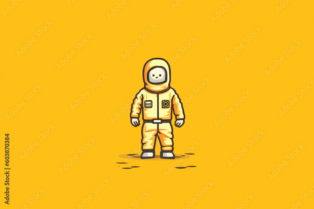 Doodle inspired Fireproof suit, cartoon sticker, sketch, vector ...