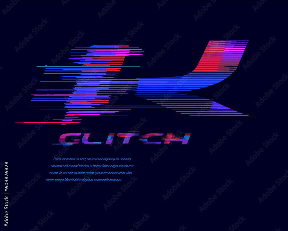 Cyberpunk futuristic Glitch Designer font set with neon screen digital ...