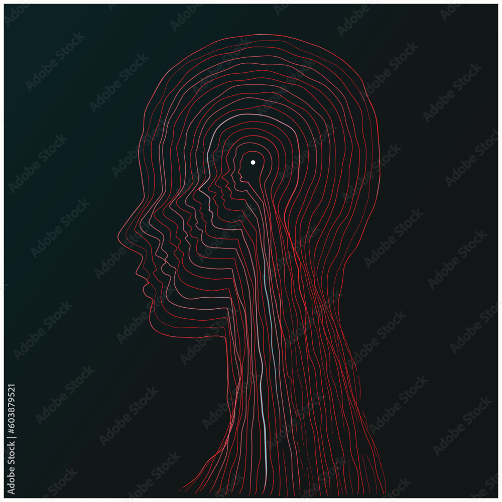 human brain icon in line style, hand drawn vector art, black gradient ...