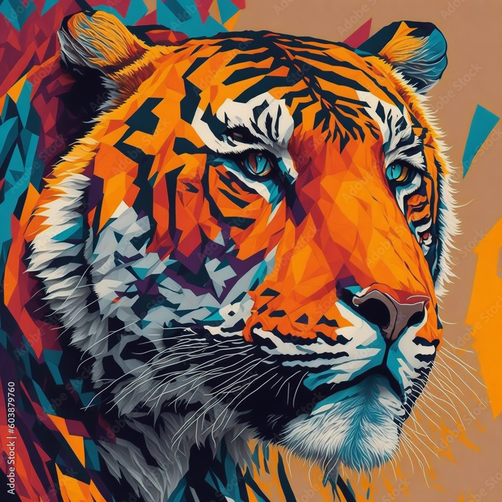realistic tiger illustration, AI generated Stock Illustration | Adobe Stock