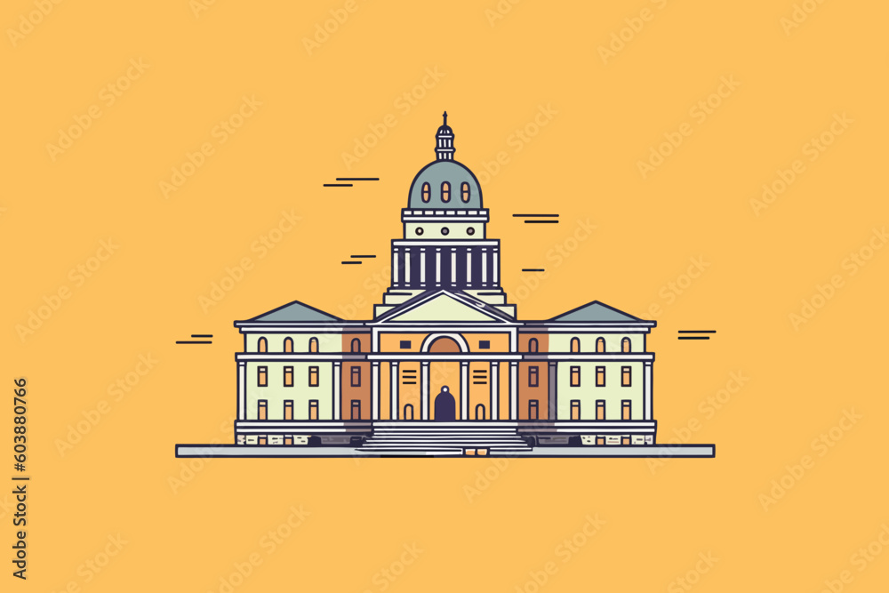 Doodle inspired Advocate at government building, cartoon sticker ...