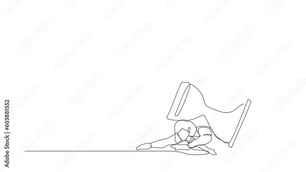 Self drawing animation of single one line draw businesswoman under ... Self drawing animation of single one line draw businesswoman under ...