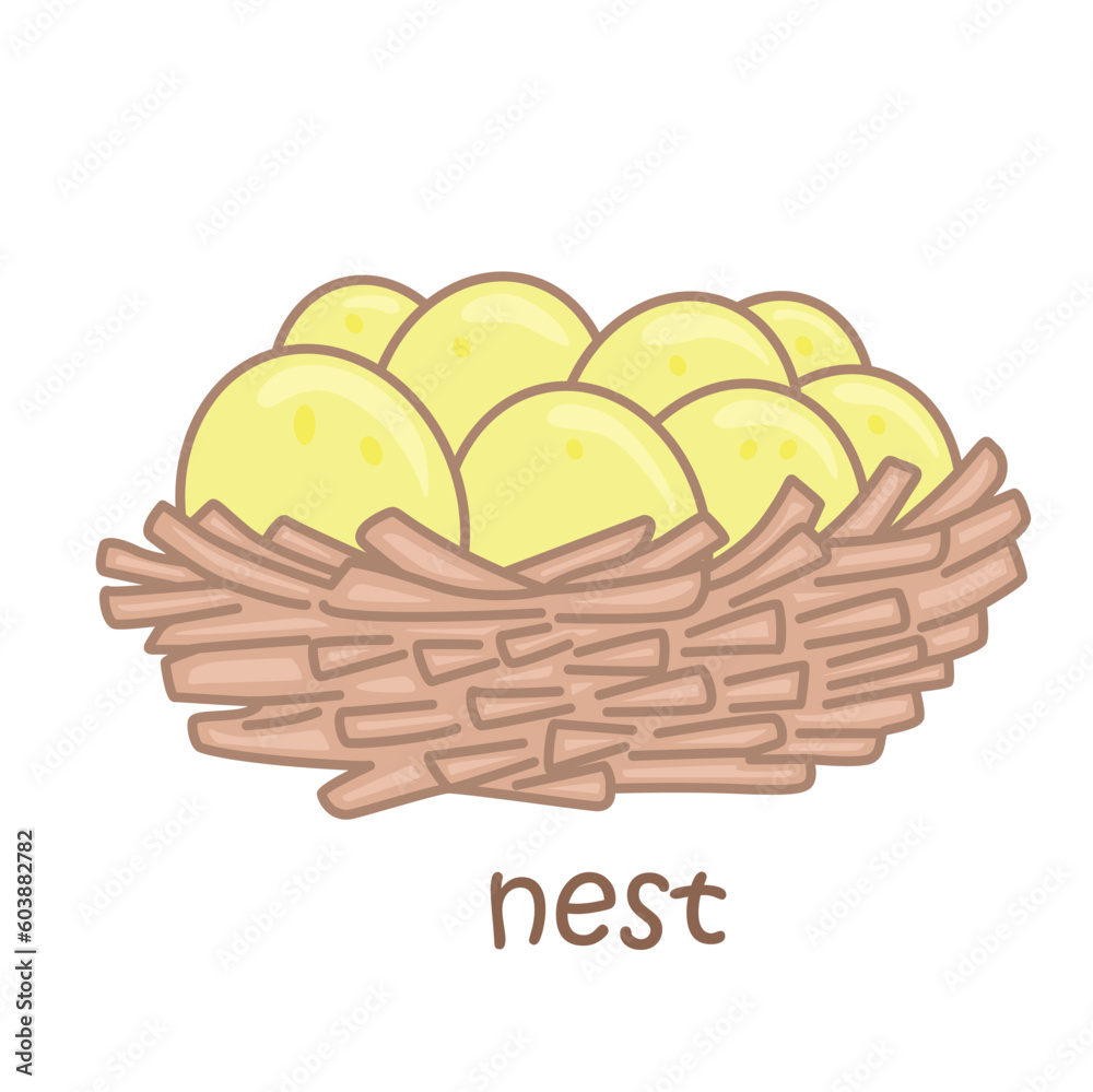Alphabet N For Nest Vocabulary School Illustration Vector Clipart ...