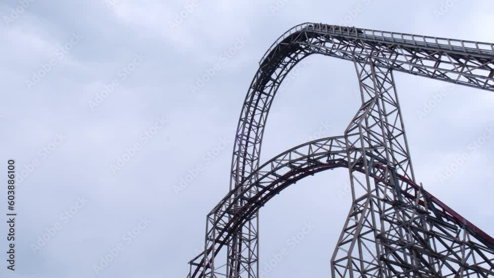 Riding the roller coaster at Energylandia Zator Poland amusement park ...