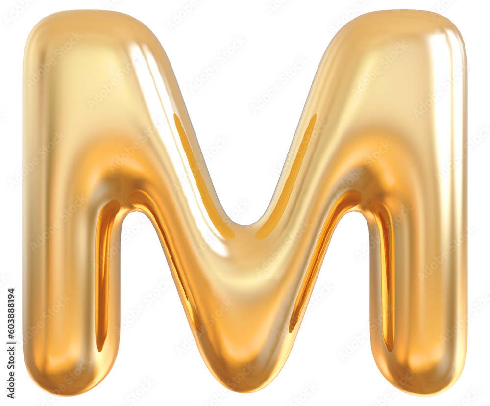 Alphabet Letter M Golden Modern 3d font Stock Illustration | Adobe Stock