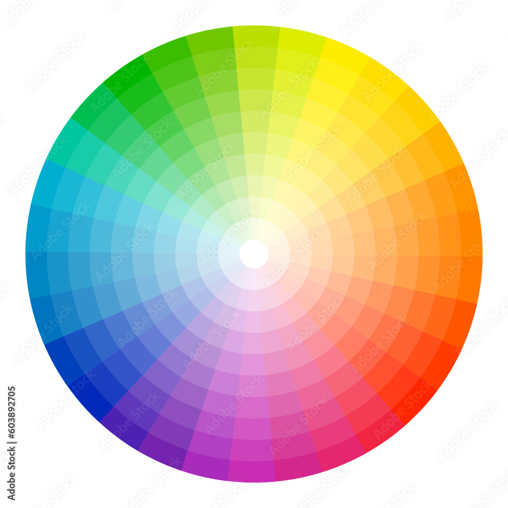 Illustration of printing color wheel with twelve colors in gradations ...
