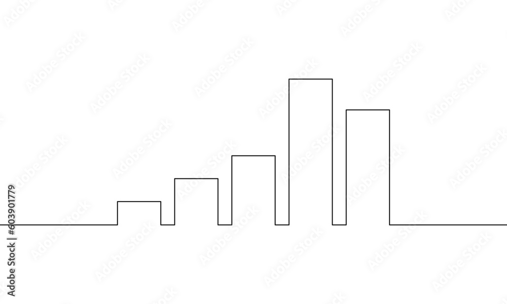 Continuous line drawing of graph icon business, bar chart, increase ...