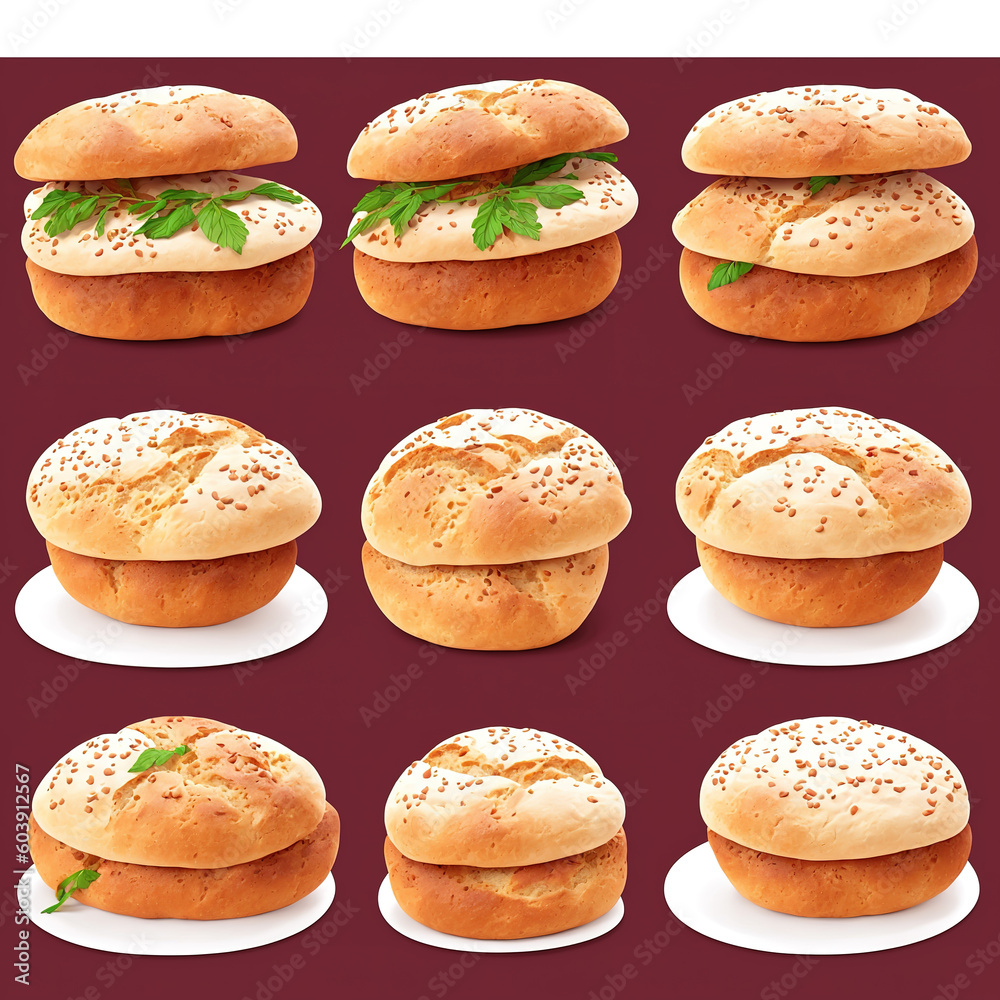 Generative AI, Close-up and deconstruction of exquisite and plump bread ...