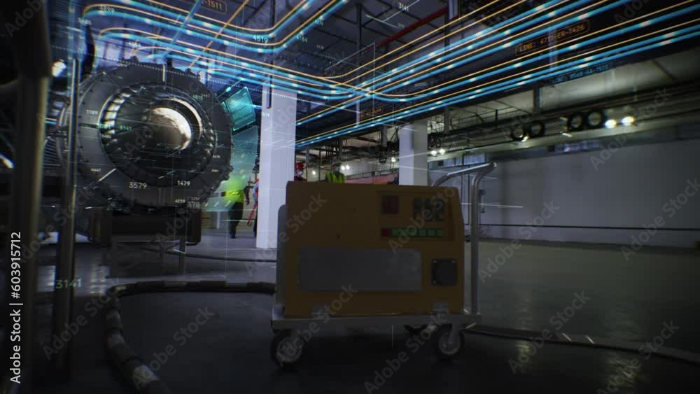 Team of diverse heavy industry workers walks through gas distribution ...