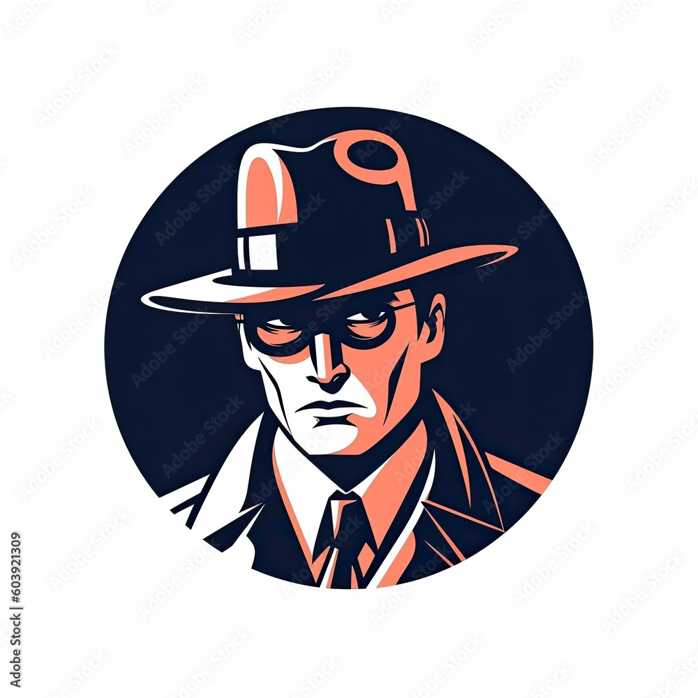 1950's spy logo on white background created using generative AI tools ...