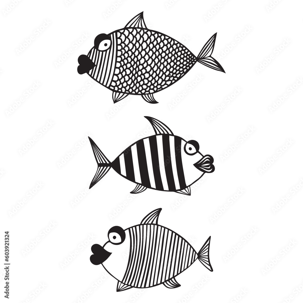 Fish - zentangle coloring antistress - vector linear picture for ...