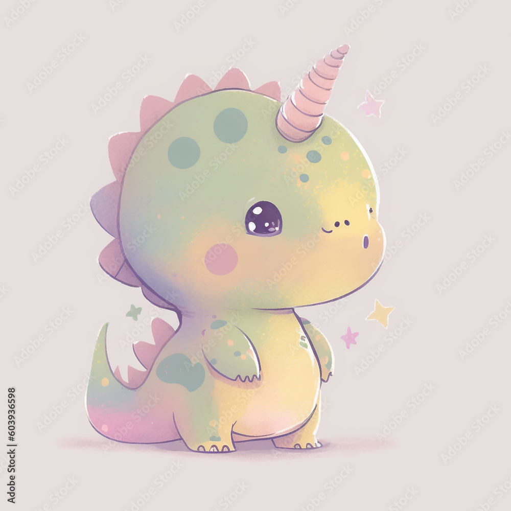 Cute cartoon little baby dinosaur Stock Illustration | Adobe Stock