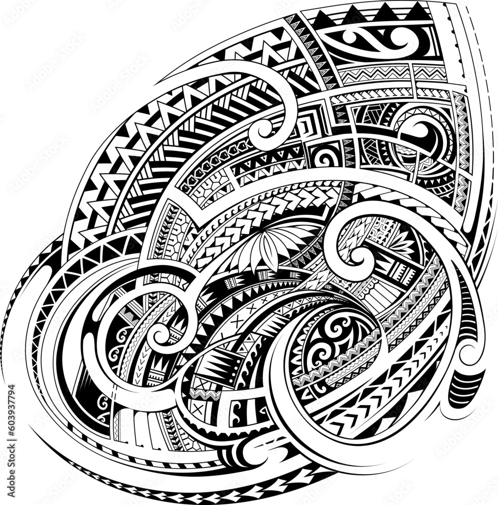 Polynesian style design. Good for tattoo and print stickers Stock ...