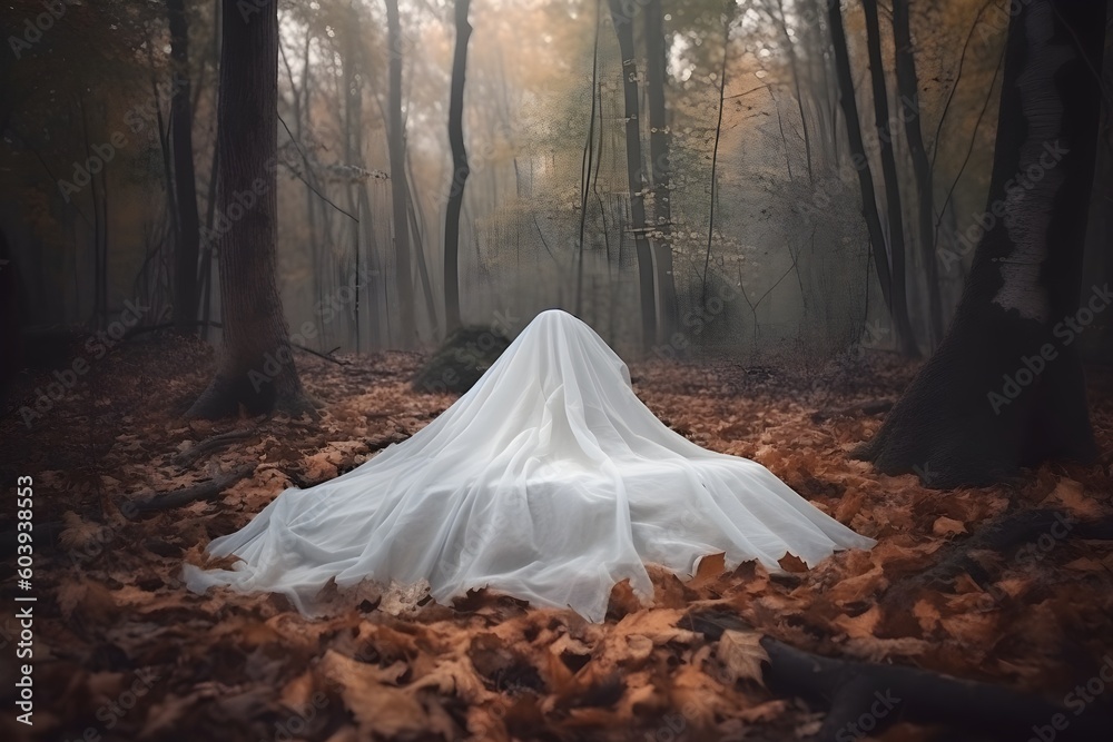 invisible creature like ghost in the middle of dark forest, generative ...