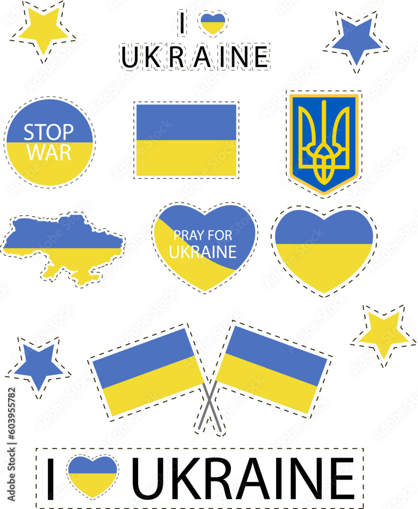 Печать flag. Ukraine. Ukrainian flag. Blue and yellow flag. Letnta ...