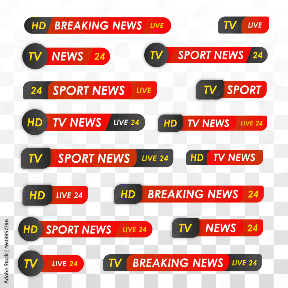 Tv news bar. Lower Third TV News Bars Set Vector. Television broadcast ...