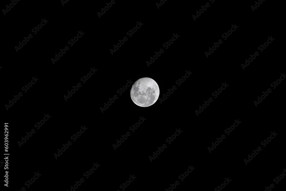 Moon phase zoom in close up detail trough telescope rising time-lapse ...