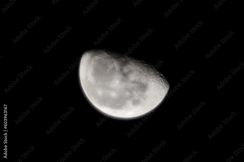 Wanning Gibbous Moon phase at 12 April 2023 zoom in close up detail ...