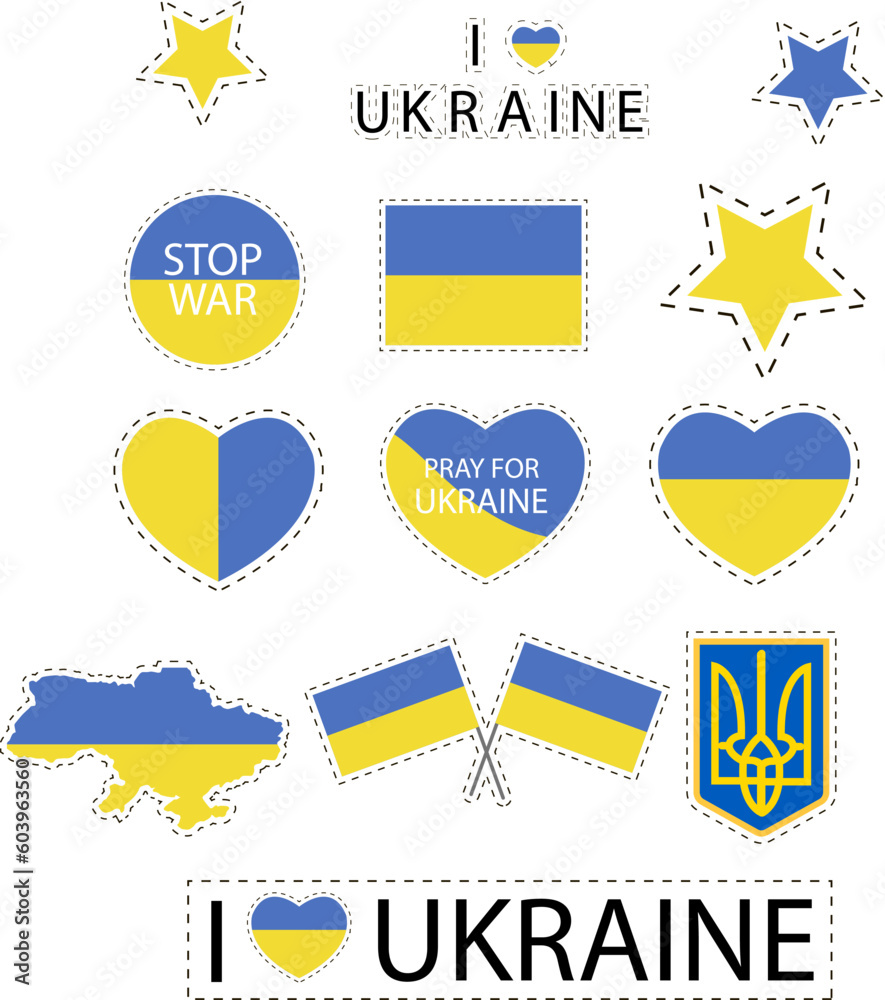 Vetor de Печать flag. Ukraine. Ukrainian flag. Blue and yellow flag ...