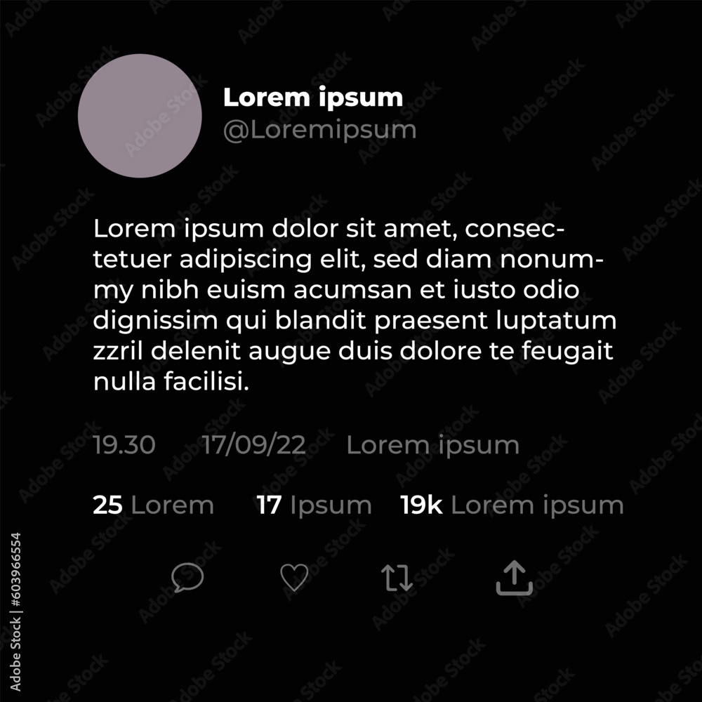 Social media network. Ui Ux web. Twitter Tweet and Reply Vector Template Mock Up. Mobile app ...