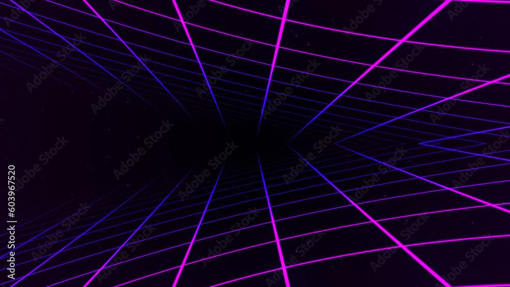 Abstract retro synthwave grid loop animation background 3d render. Looping grid motion design ...