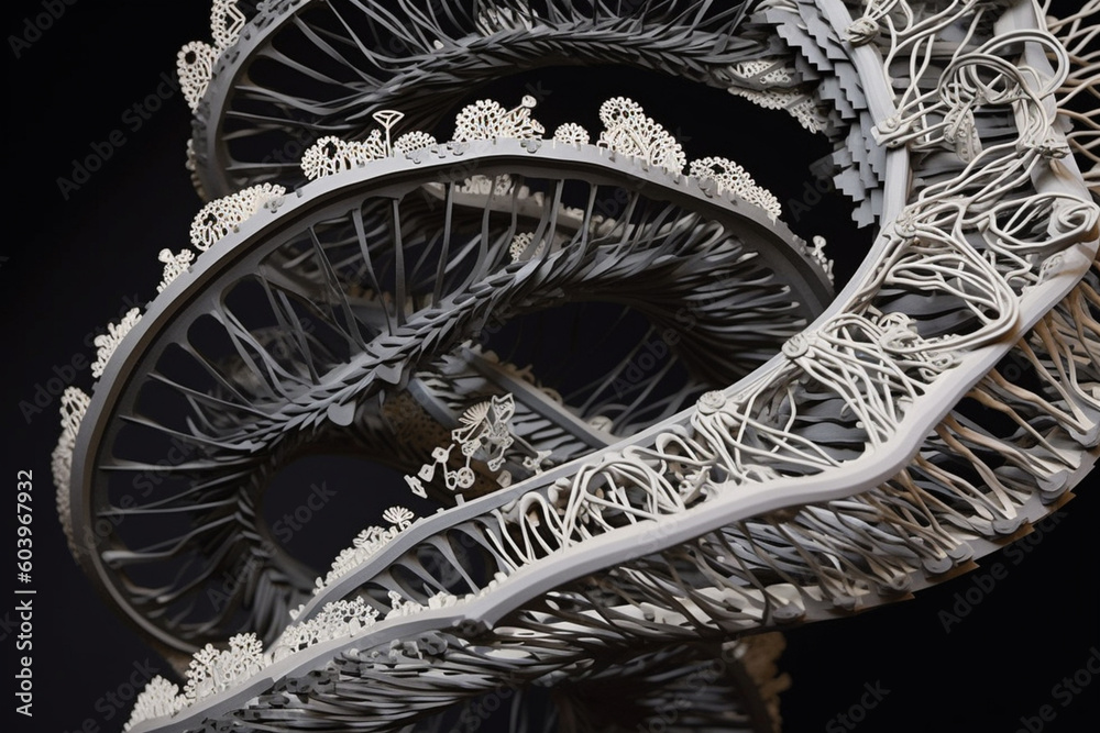 Stockillustratie DNA double helix, with intricate cutouts representing ...