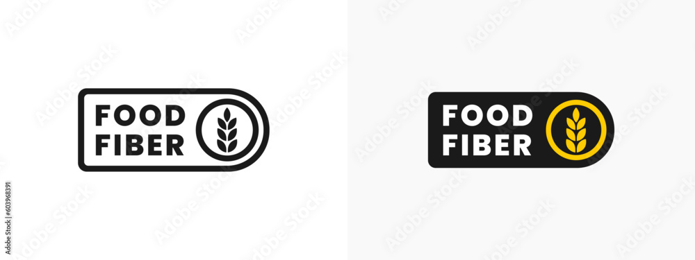 Food fiber label or Food fiber sign vector isolated in flat style. Best ...