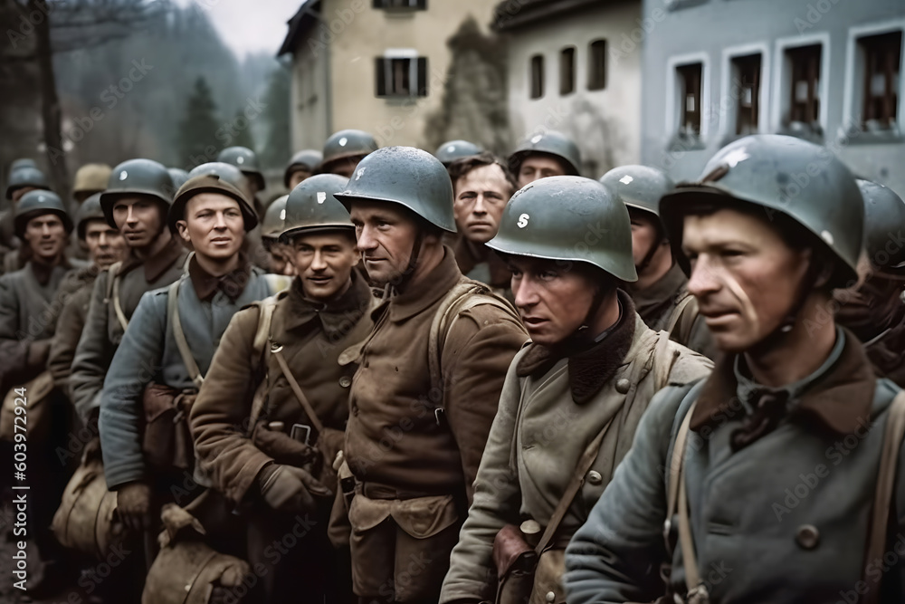 German soldiers in World War II. Neural network AI generated Stock ...