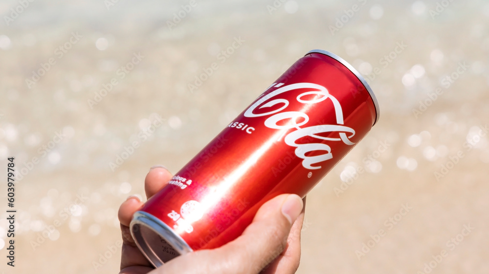 Phuket-Thailand-March-27-2023 :Man hand with Coke Cola softdrink can ...