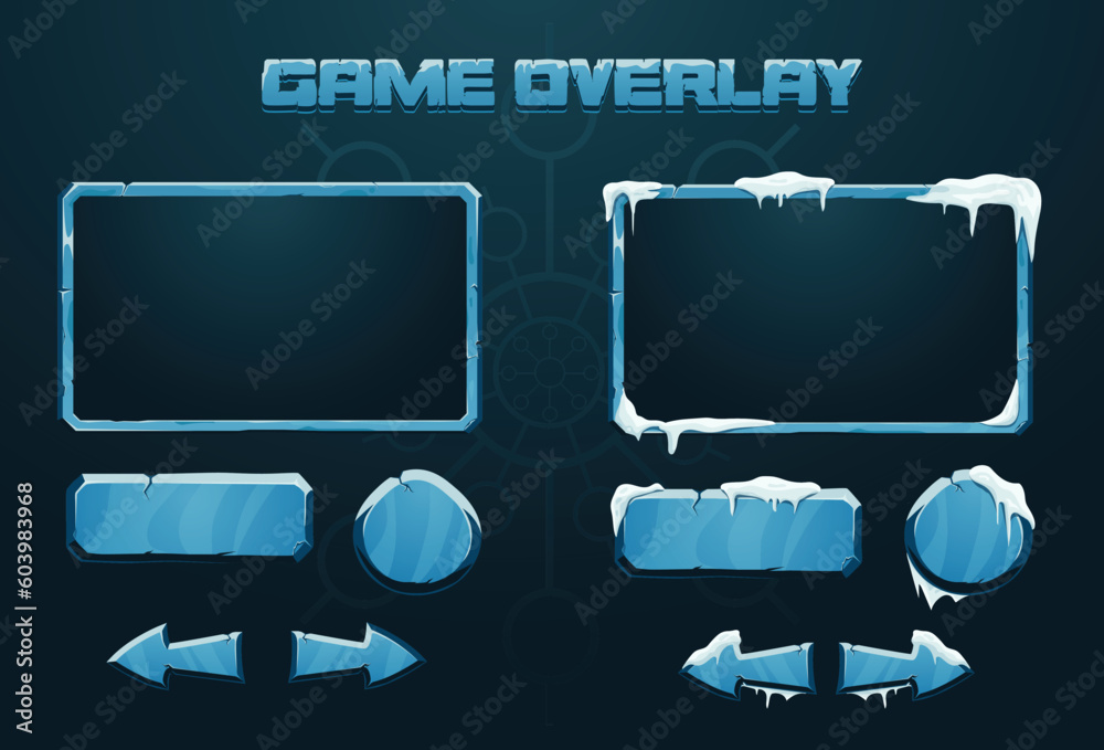 Frozen stream overlay for gamers and game makers. blue icy frame can be ...