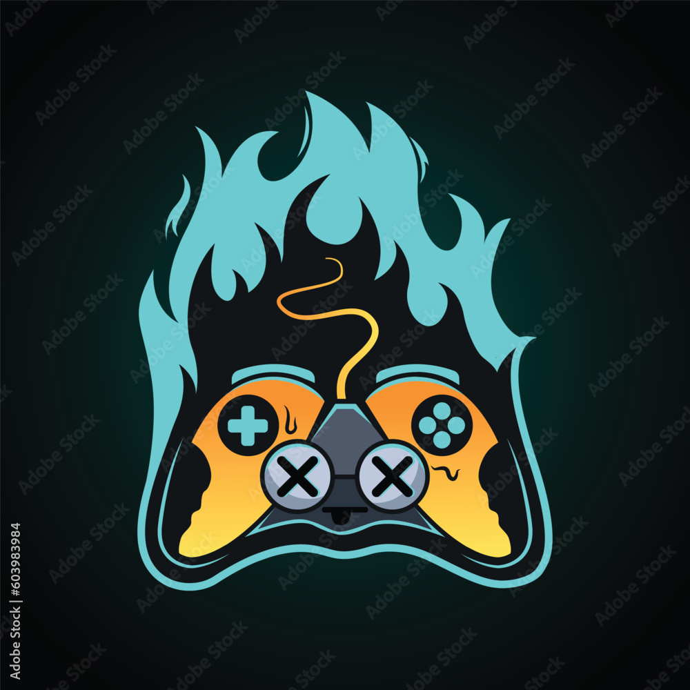 game controller on fire vector esports mascot logo. used by gamers and ...