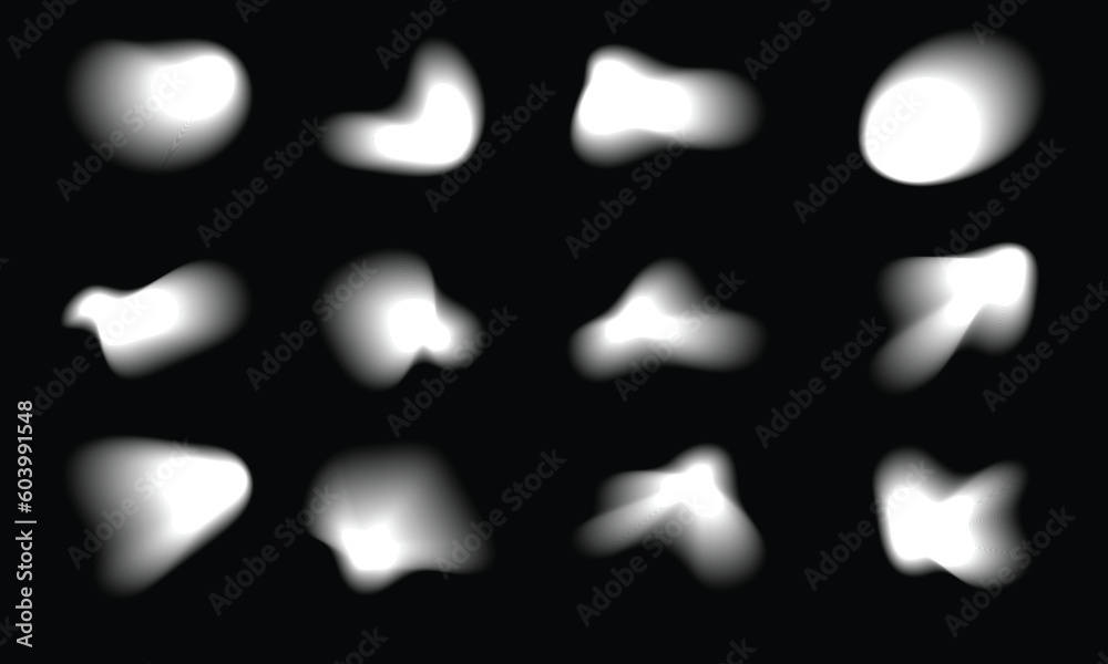 Abstract white blurry shapes, abstract geometric forms with soft edges ...