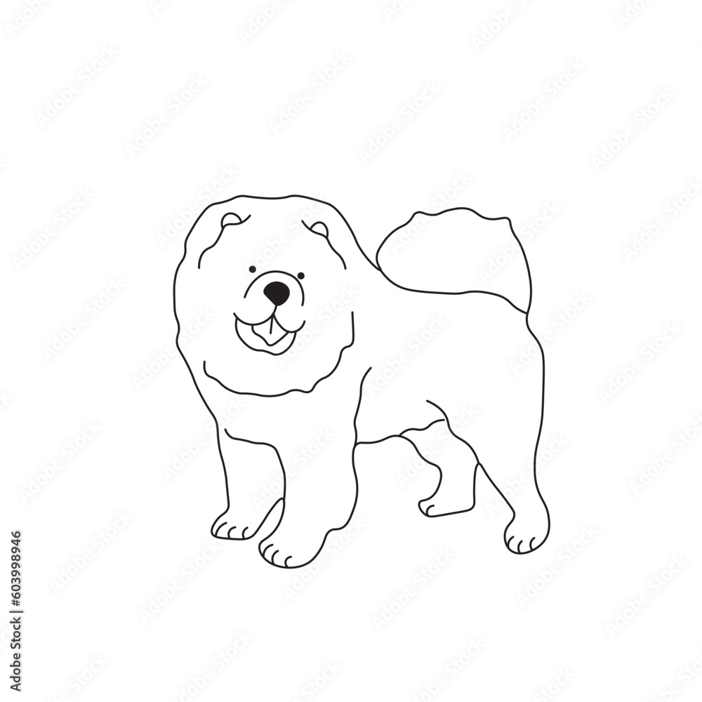 One line drawing. Dog Vector illustration. Chow Chow breed Stock Vector ...