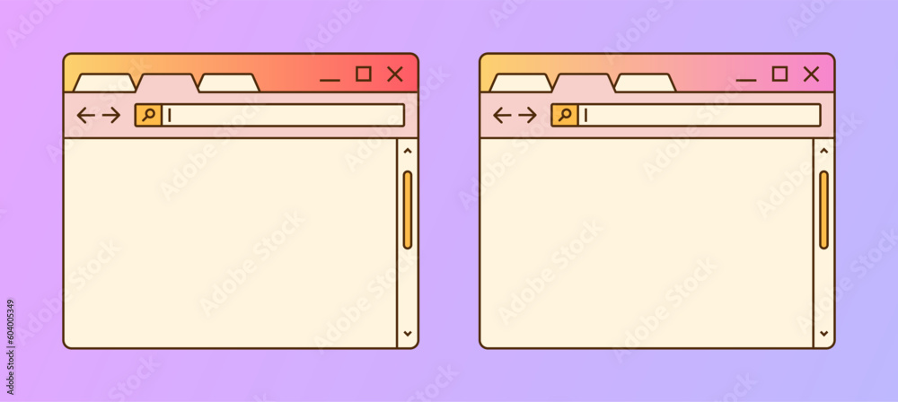 Colorful Y2K Cartoon Internet Web Browser Set. Search Window Template ...