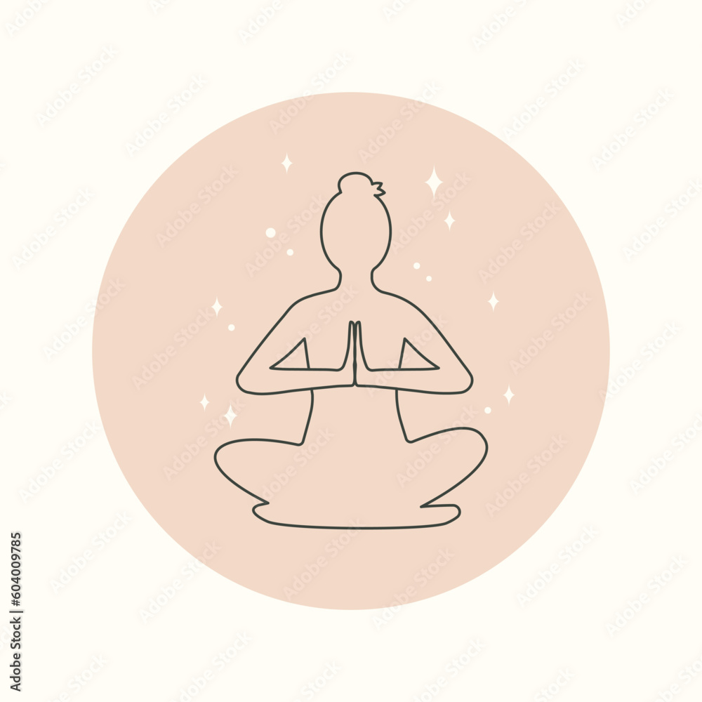 Female silhouette in lotus position. Symbol, logo, emblem, icon for web ...