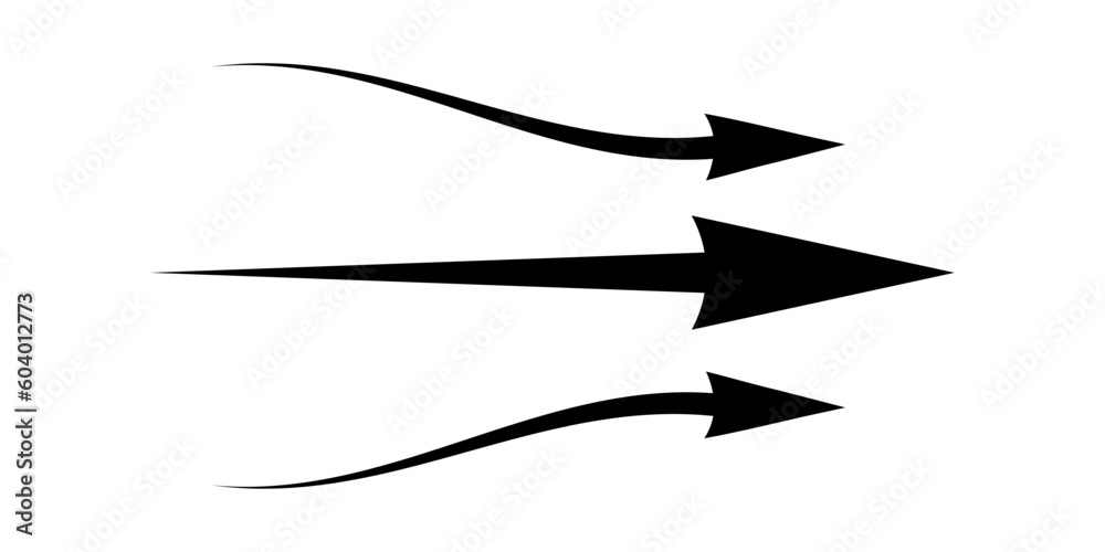 Black arrow showing air flow. Vector icon for design and applications ...