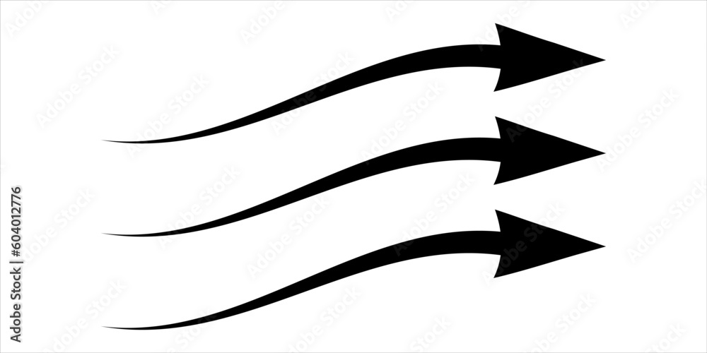 Black arrow showing air flow. Vector icon for design and applications ...