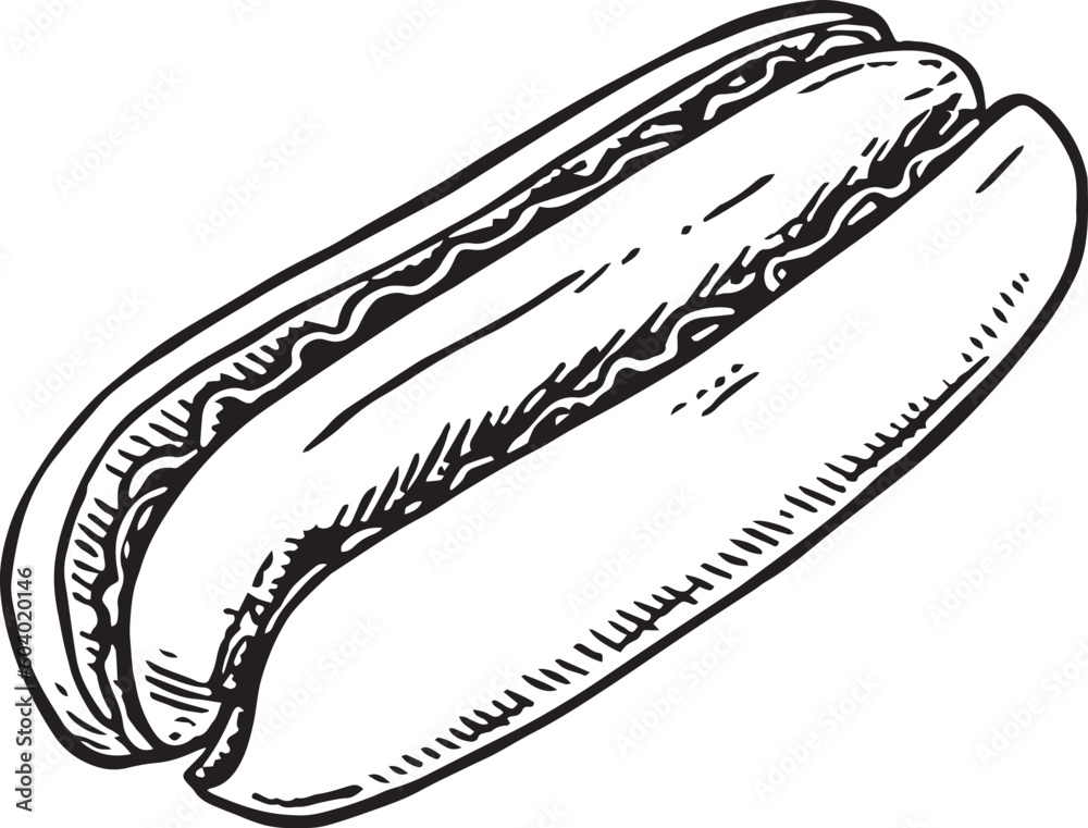 Hot dog hand draw vector Illustration, SVG Stock Vector | Adobe Stock