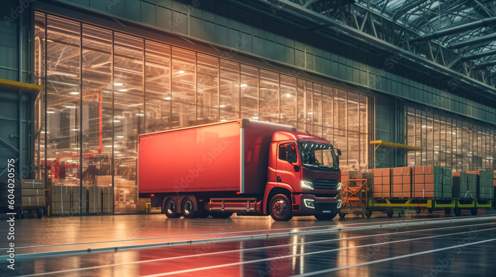 Streamlining Supply Chain, Loaded Delivery Truck at a Modern ...