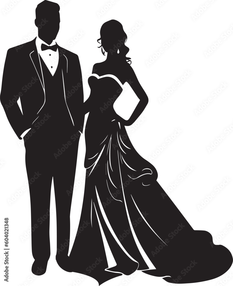 Bride and groom, Wedding, new family vector illustration, SVG Stock ...