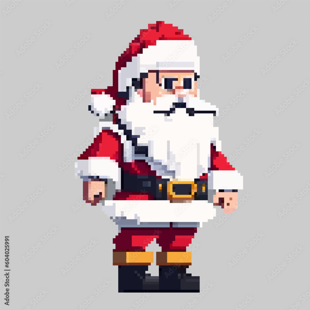 Christmas pixel art Santa Claus in a festive costume came to the ...