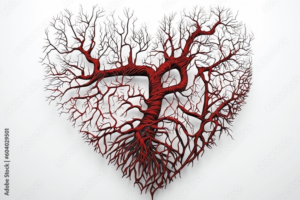 Blood vessels in shape of heart. Circulatory system. Veins and arteries ...